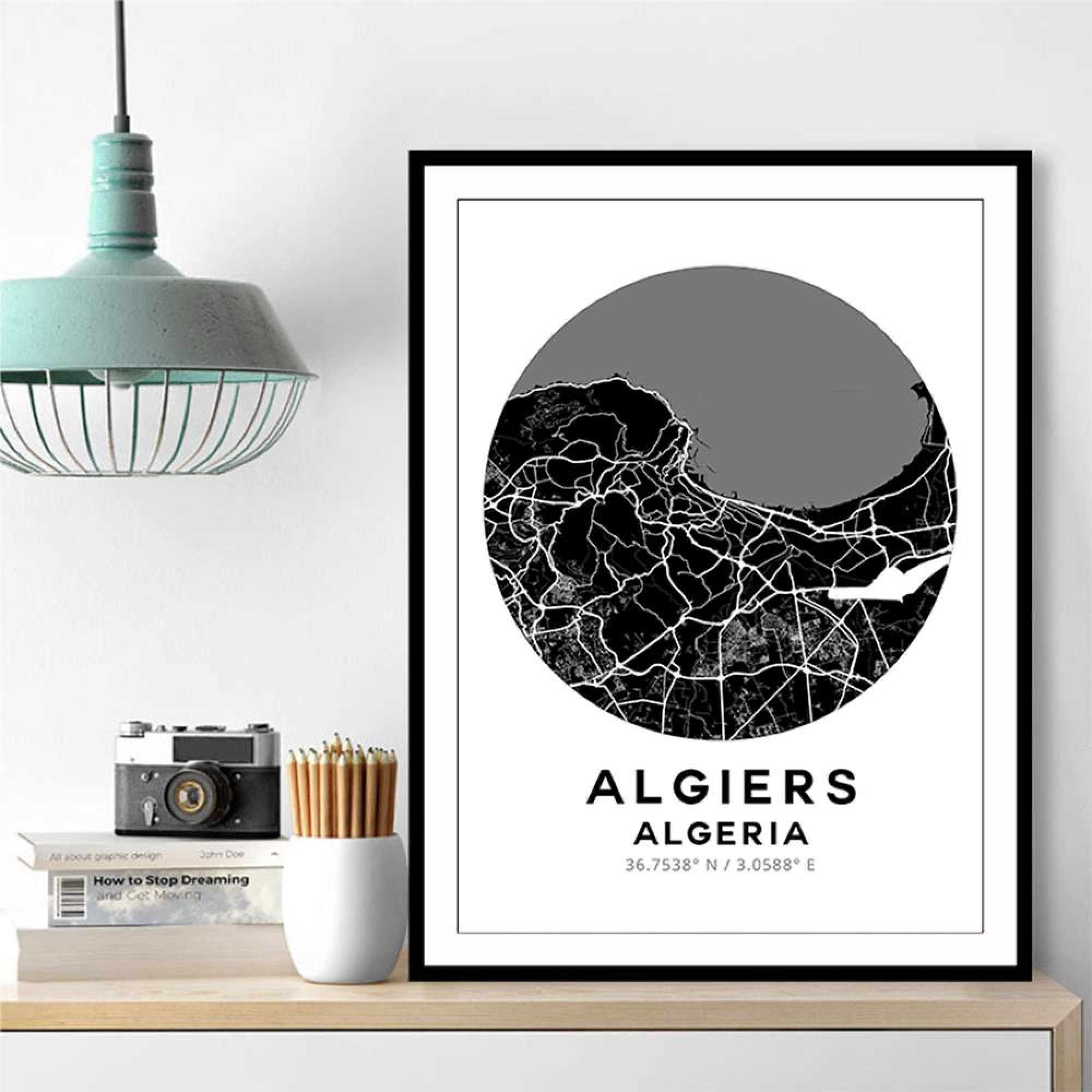 Algiers Map Round Style Wall Art